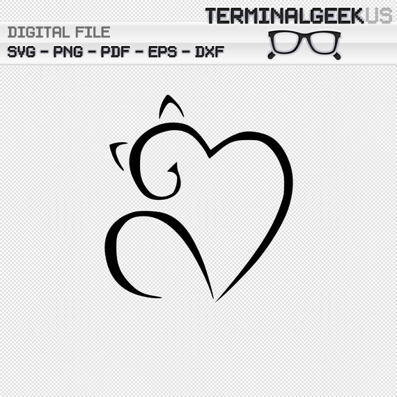 Heart Cat SVG PNG Pdf Eps Dxf Cricut Silhouette Sublimation - Etsy