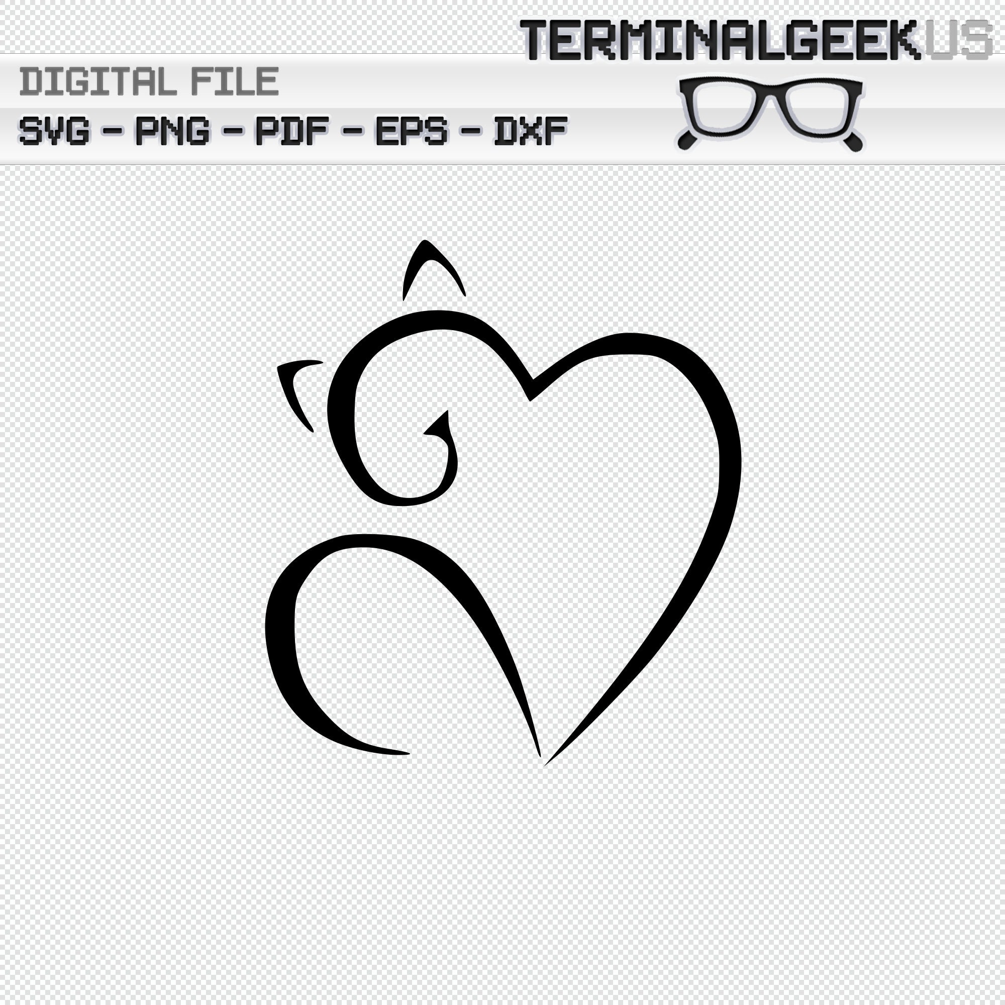 Heart Cat SVG PNG Pdf Eps Dxf Cricut Silhouette Sublimation - Etsy