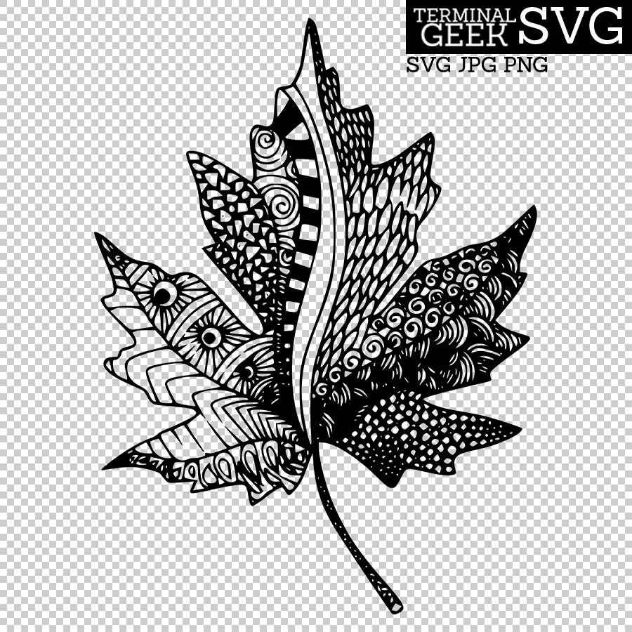 Fall Leaf Zentangle Mandala SVG PNG JPG Cricut Silhouette | Etsy