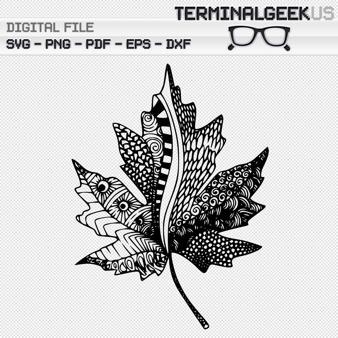 Fall Leaf Zentangle Mandala SVG PNG JPG Cricut Silhouette - Etsy
