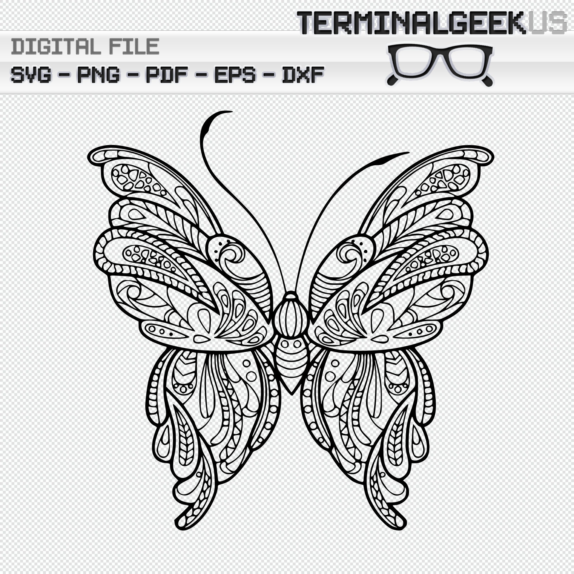 Butterfly #3 Zentangle Mandala SVG PNG JPG Cricut Silhoutte Adult ...