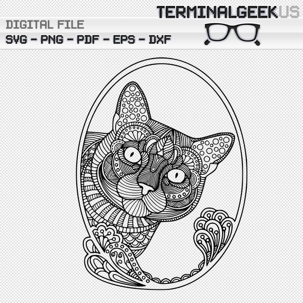 Zentangle Cat - Etsy