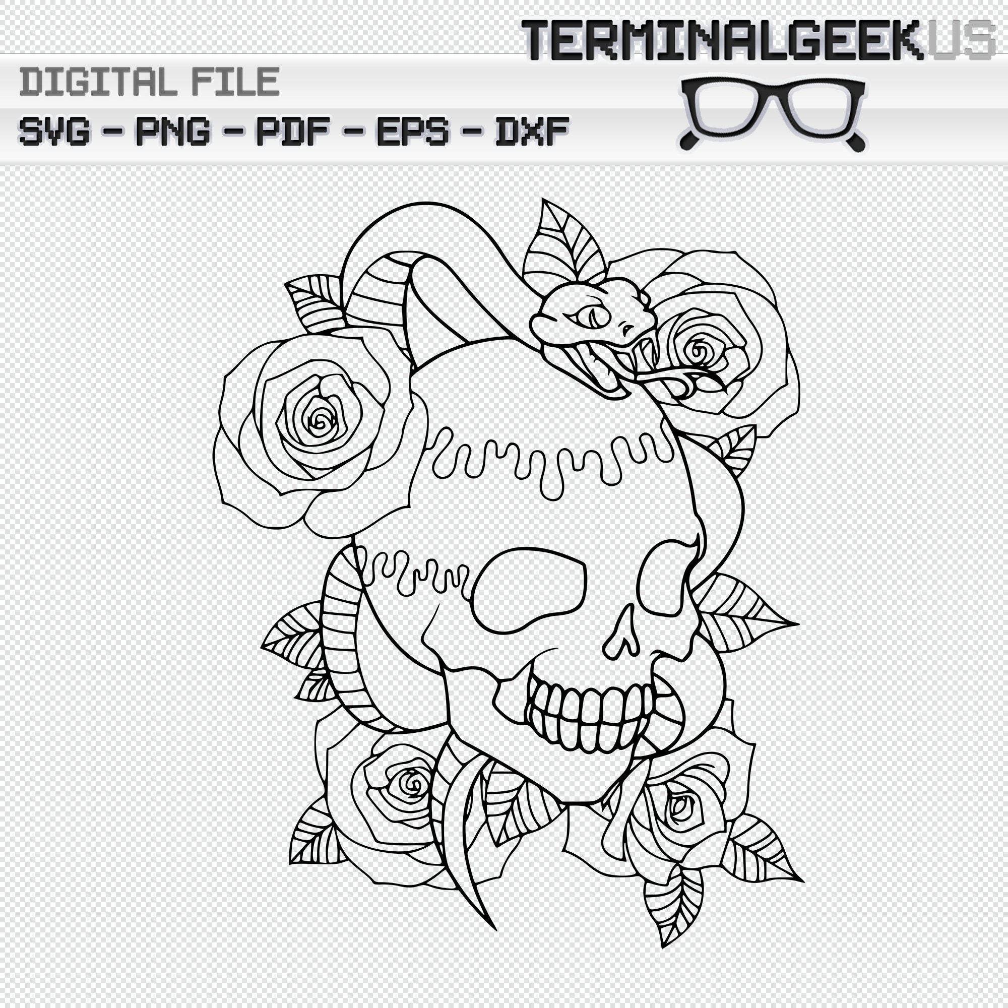 Paper Papercraft Skull With Flowers And A Snake Svg Png Eps Dxf Pdf paper-papercraft-skull-with-flowers-and-a-snake-svg-png-eps-dxf-pdf