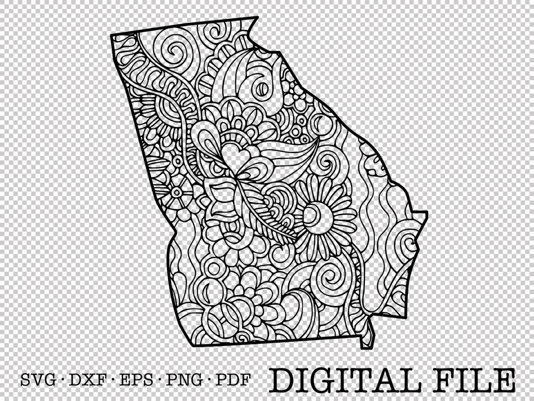 US State Georgia Mandala SVG Png Dxf Eps Pdf Subimation Cricut ...
