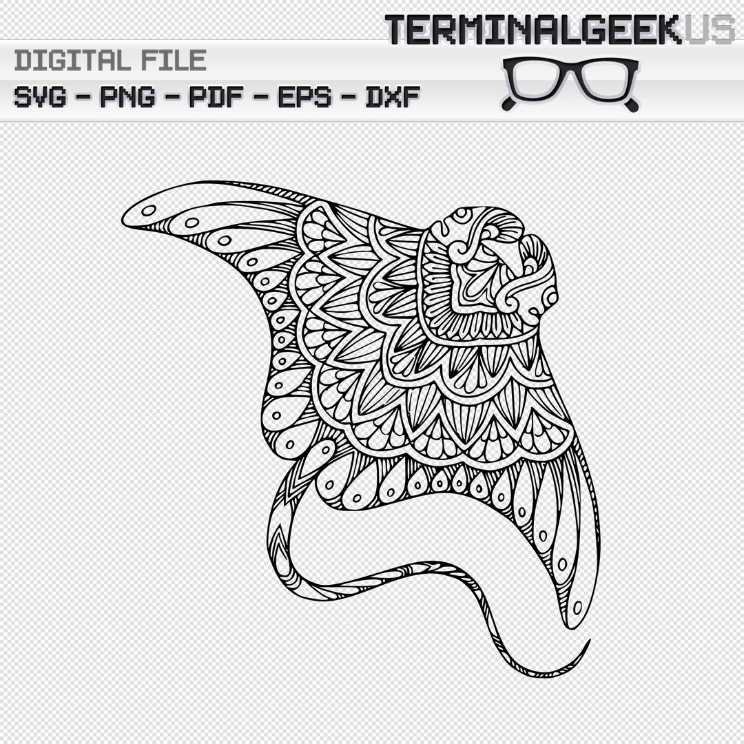 Ocean Ray Zentangle Mandala SVG Png Dxf Eps Pdf Subimation Cricut ...