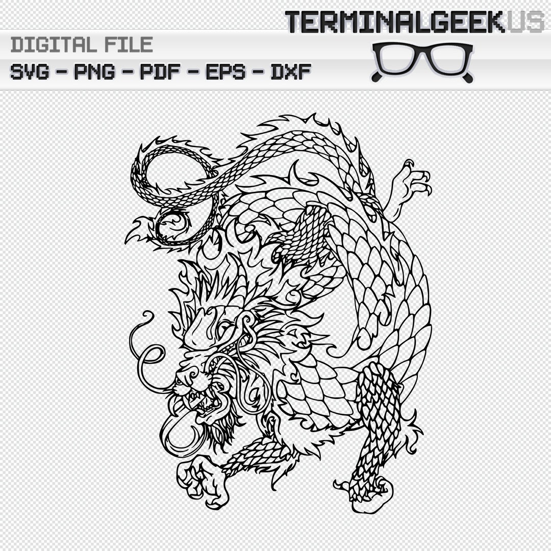 Curled Dragon Zentangle Mandala SVG PNG JPG Cricut Silhoutte - Etsy