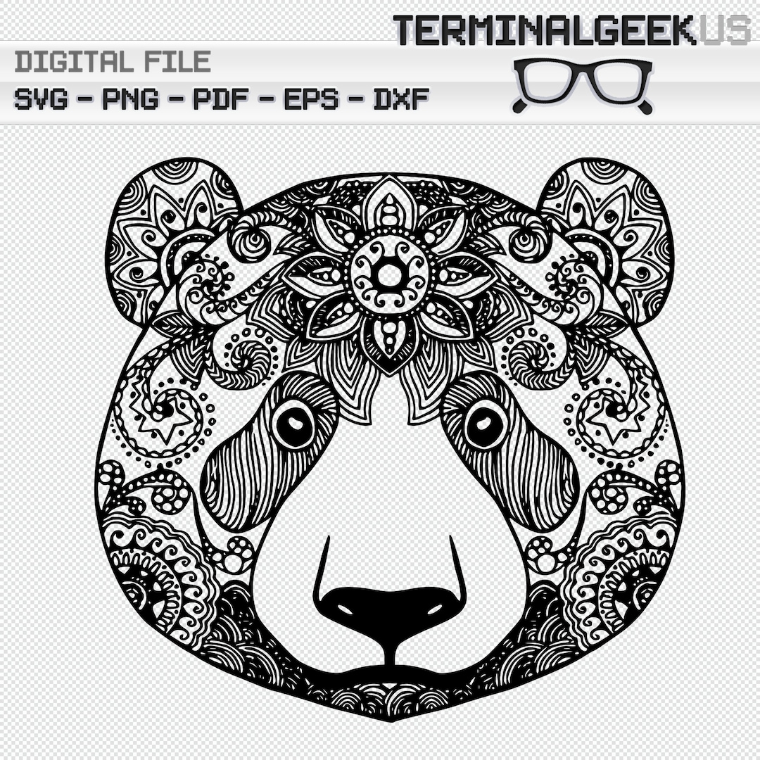 Bear Face Zentangle Mandala SVG PNG Dxf Eps Pdf Cricut Silhoutte ...