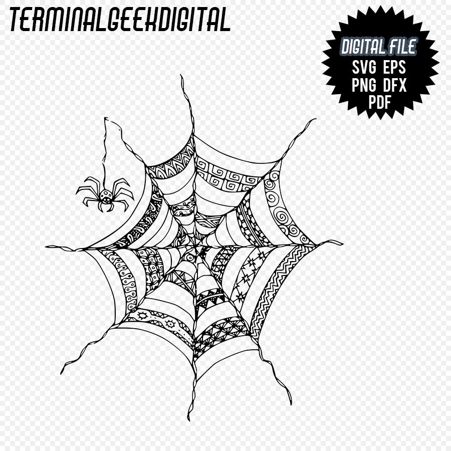 Spider Web Zentangle Mandala Svg Png Pdf Dxf Eps Cricut | Etsy