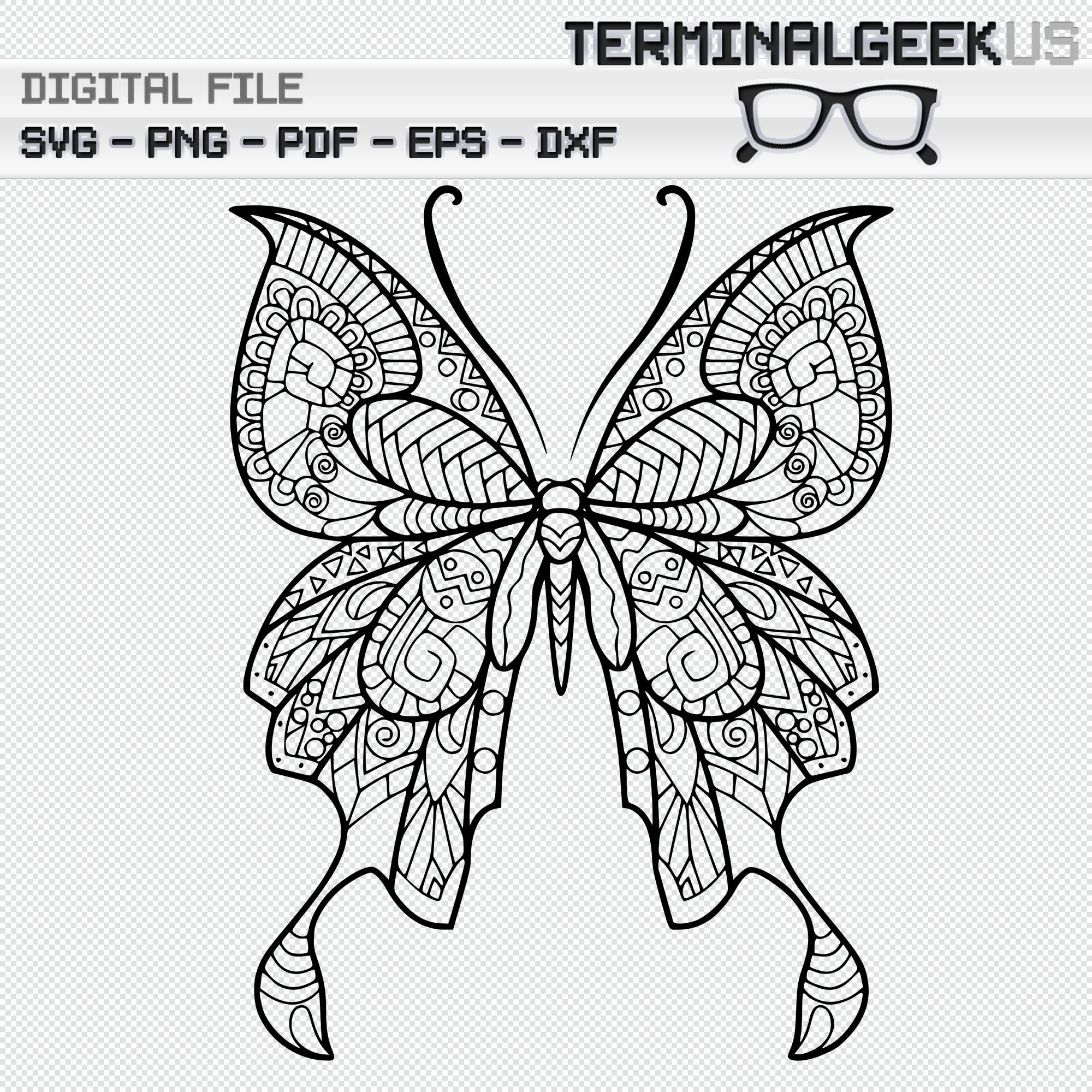 Butterfly #1 Zentangle Mandala SVG PNG JPG Cricut Silhoutte - Etsy UK
