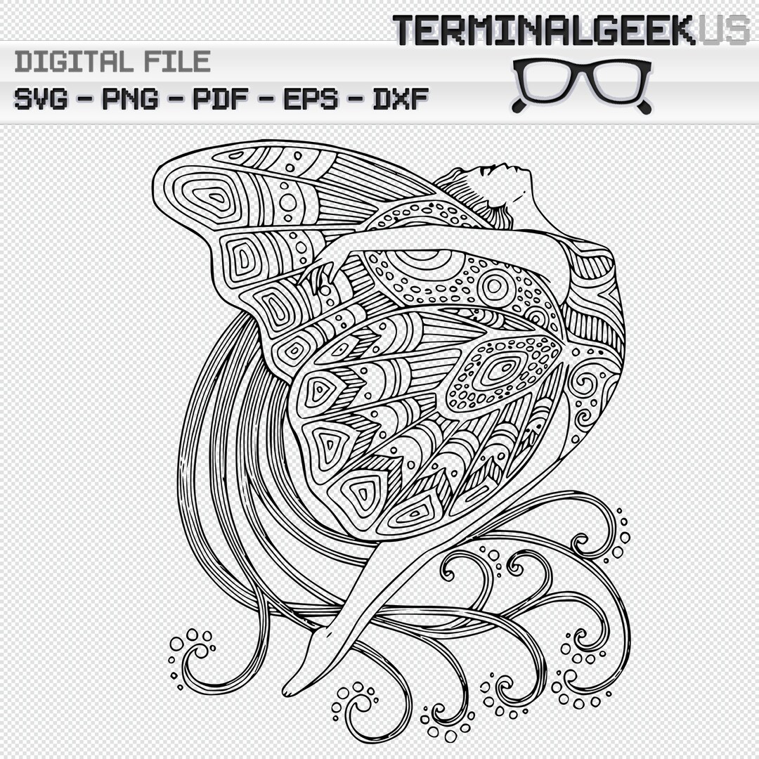 Butterfly Fairy Zentangle Svg Png Pdf Dxf Eps Cricut Silhoutte ...