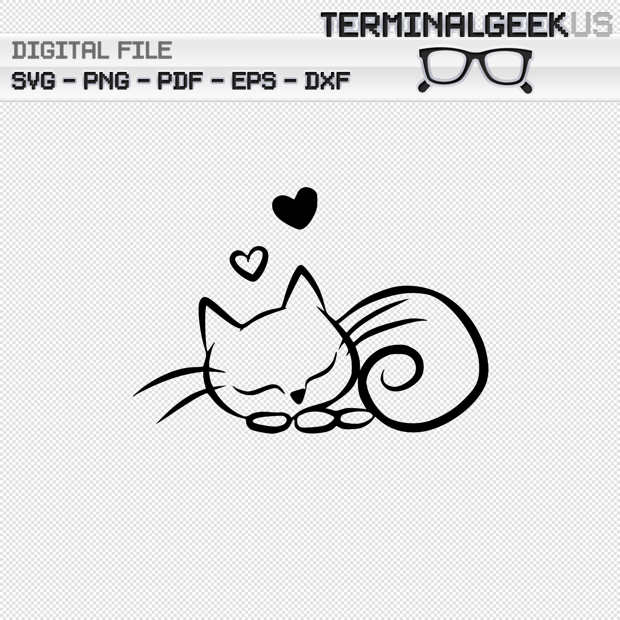 Sleeping Kitty SVG PNG Pdf Dxf Eps Cricut Silhoutte - Etsy