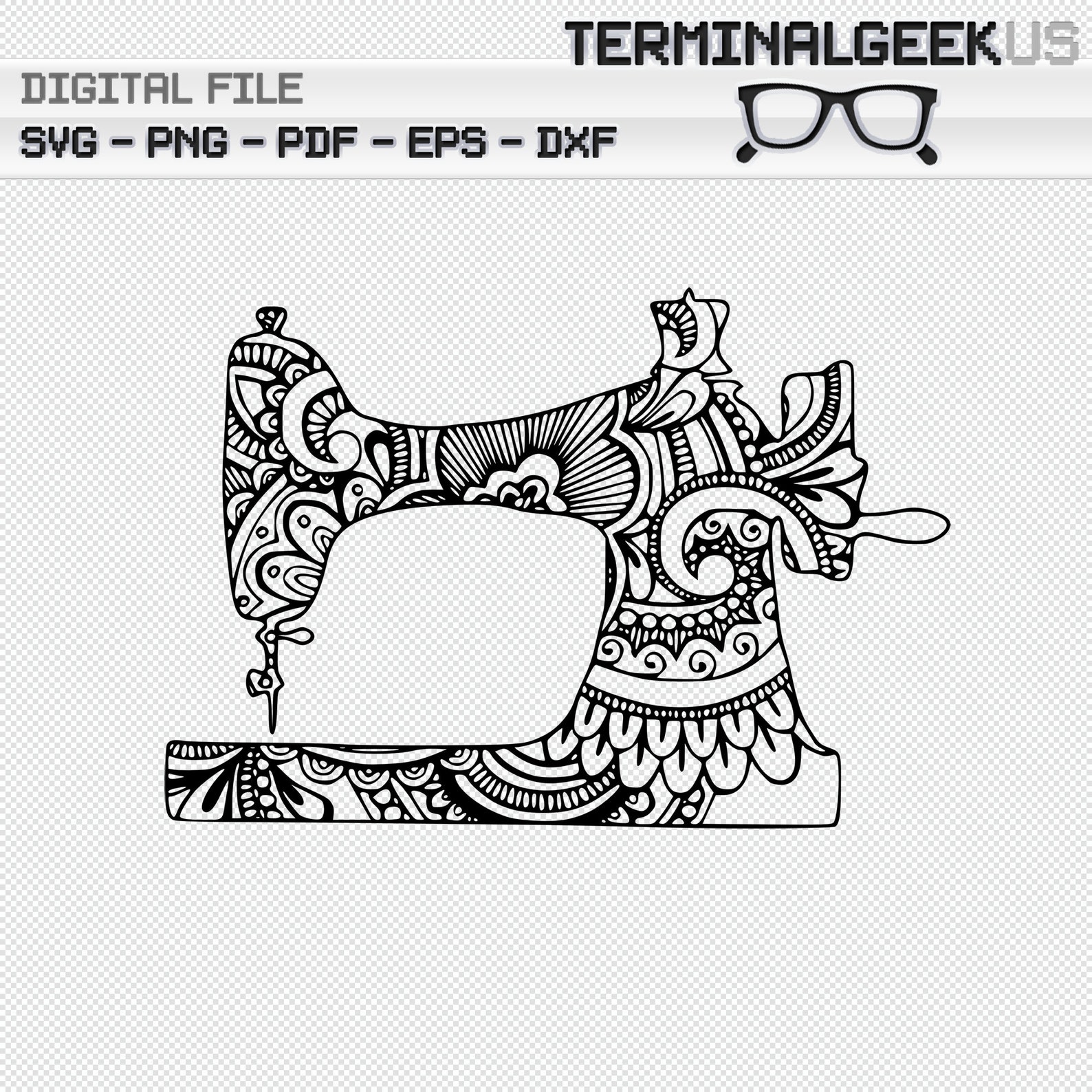 Sewing Machine Zentangle Mandala SVG PNG Pdf Dxf Eps Cricut Silhoutte ...