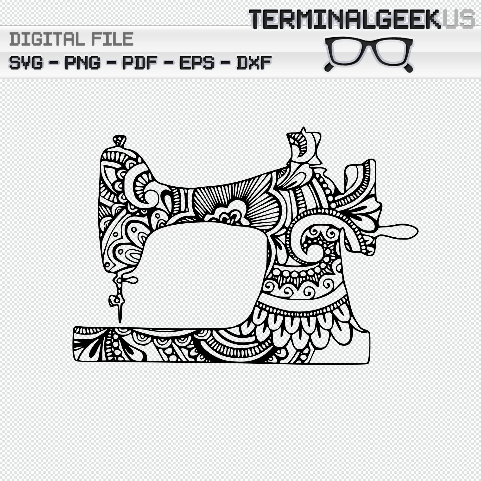 Sewing Machine Zentangle Mandala SVG PNG Pdf Dxf Eps Cricut - Etsy ...