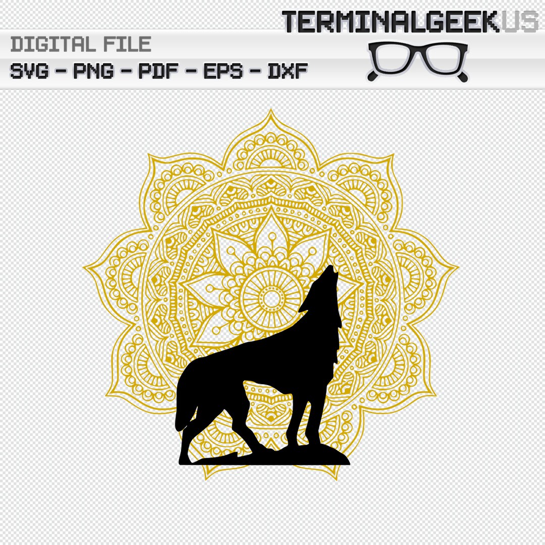 Wolf Howling at the Moon Zentangle Svg Png Eps Dxf Cricut Silhouette ...