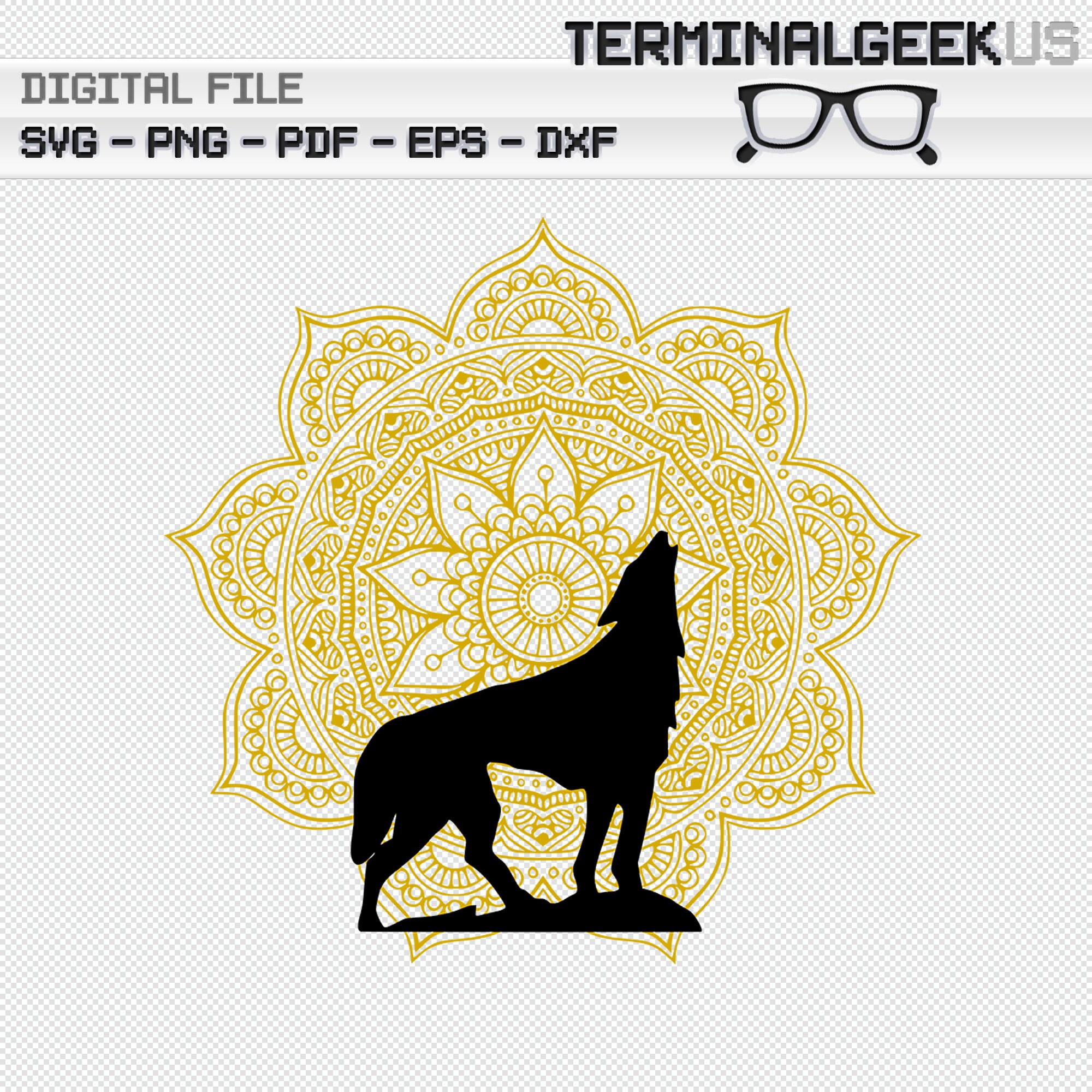 Wolf Howling at the Moon Zentangle Svg Png Eps Dxf Cricut Silhouette ...