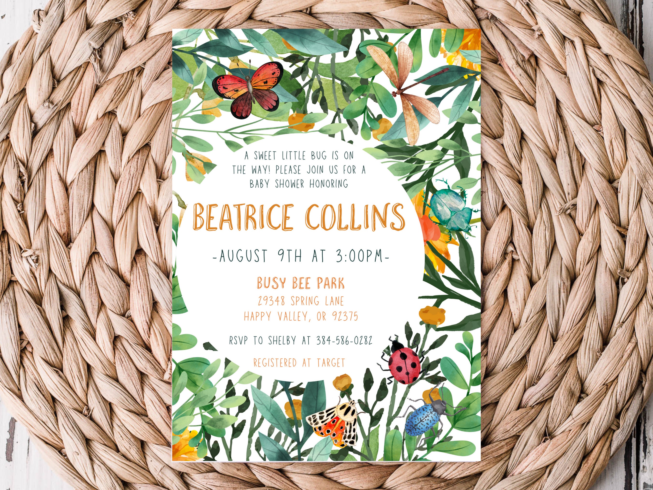 Bug Baby Shower Invitation Bug Party Insect Baby Shower - Etsy