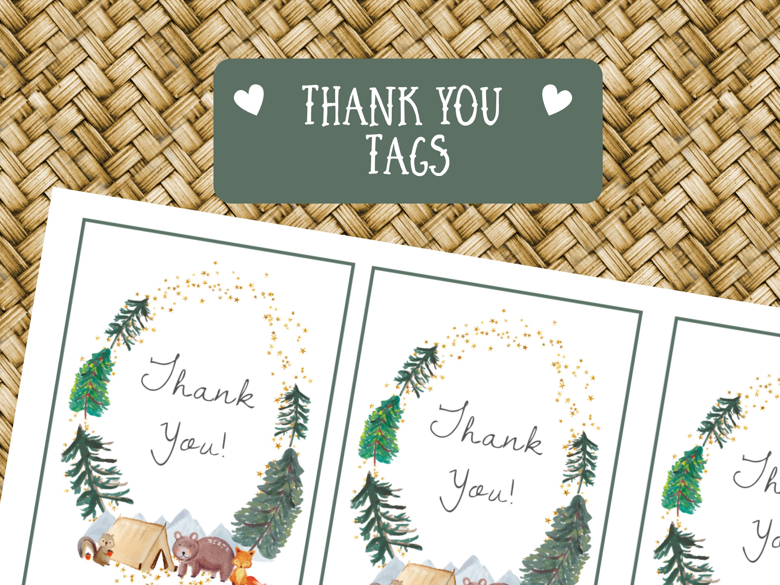 Camping Thank You Favor Tags Printable Thank You Tags | Etsy