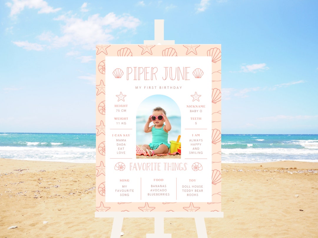 Beach Babe Birthday Milestone Sign | Tropical Birthday | Shell Birthday ...