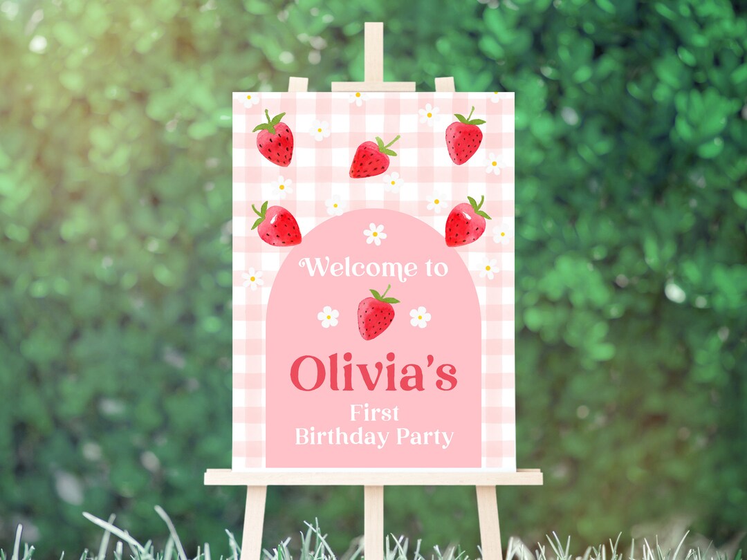 Strawberry Welcome Sign Berry First Birthday Berry Sweet - Etsy