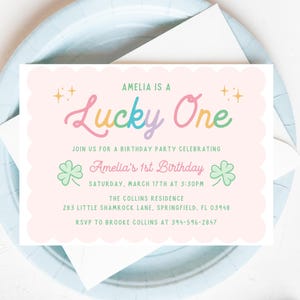 Lucky One First Birthday Invitation | St Patricks Day Birthday | Lucky ...