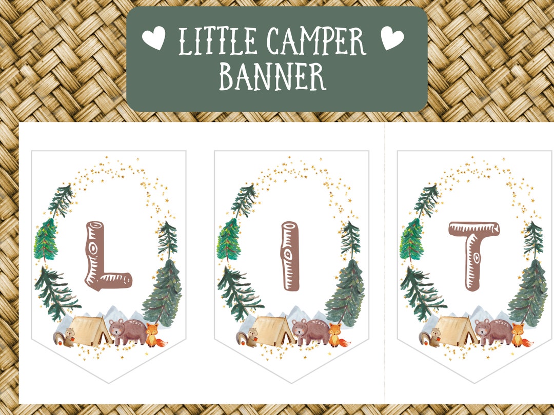 Little Camper Printable Banner Camping Bunting Banner Camp Banner ...