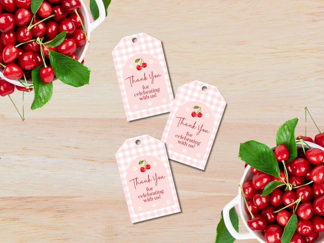Cherry Thank You Favor Tags | Cherry Sweet | Cherry Baby Shower ...