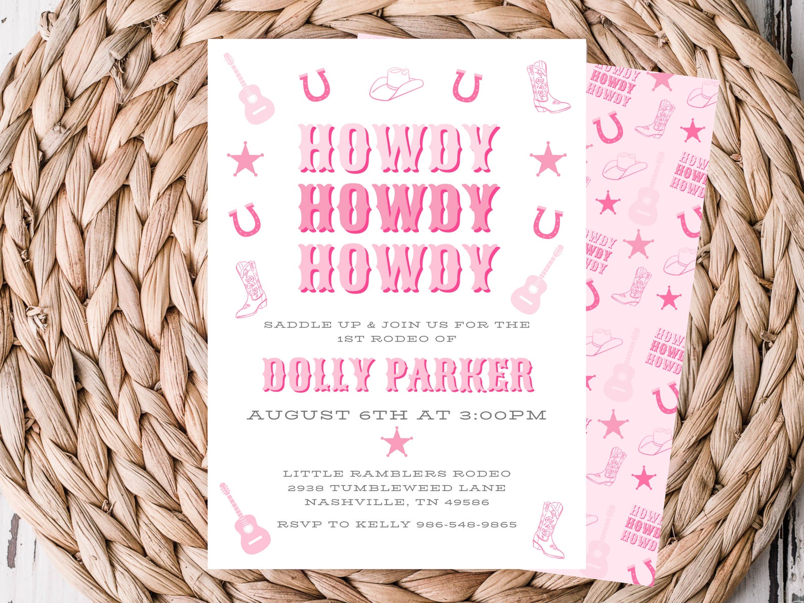 First Rodeo Birthday Invitation Disco Cowgirl Pink | Etsy