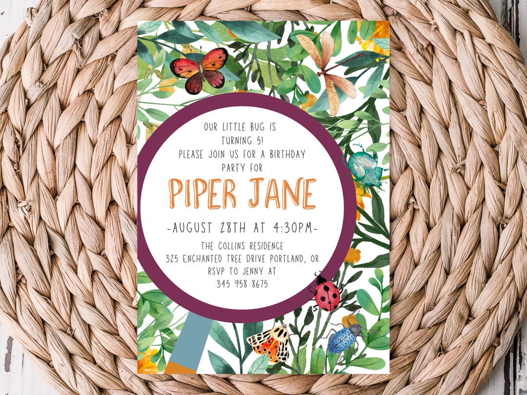 Bug Birthday Invitation | Bug Party | Insect Birthday Invitation | Bug ...