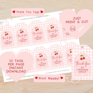 Cherry Thank You Favor Tags | Cherry Sweet | Cherry Baby Shower ...