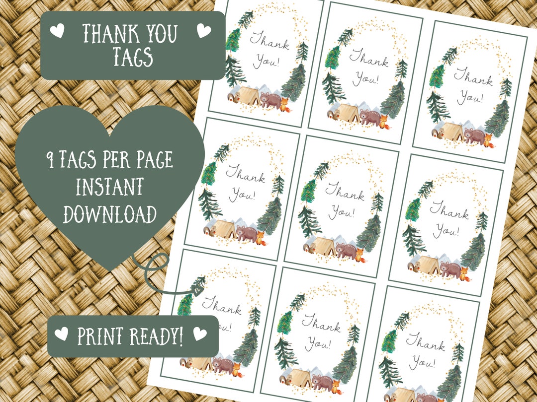 Camping Thank You Favor Tags Printable Thank You Tags - Etsy