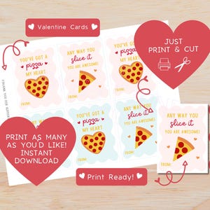 Pizza Valentines Day Cards | School Valentine | Kids Valentines Cards ...