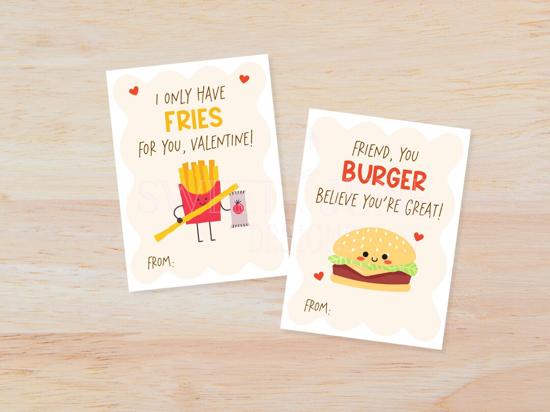 Fries Valentines Day Cards | School Valentine | Kids Valentines Cards ...