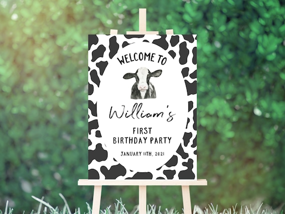Cow Welcome Sign Printable Welcome Baby Shower or Birthday - Etsy