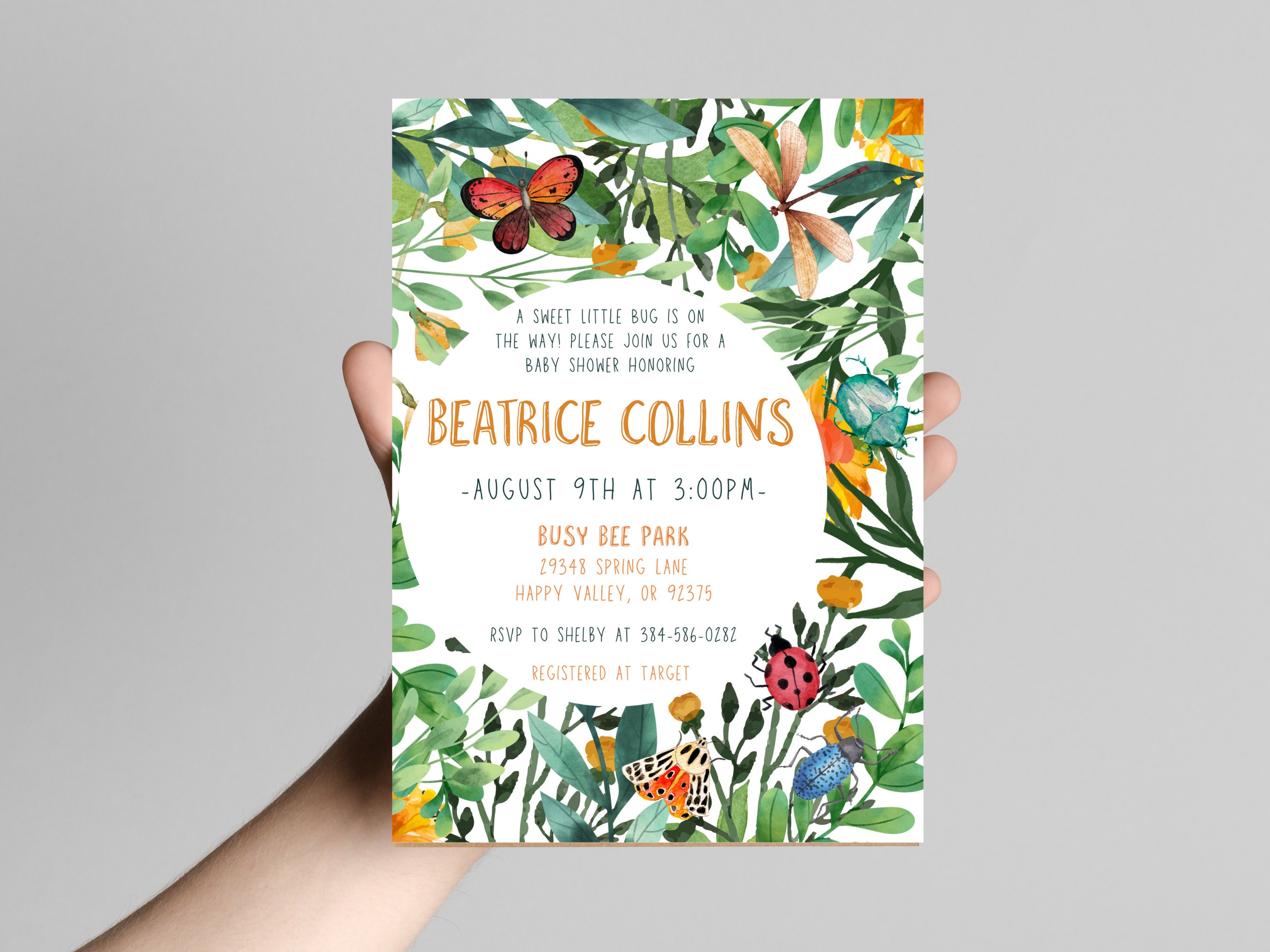 Bug Baby Shower Invitation Bug Party Insect Baby Shower - Etsy