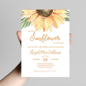 Sunflower Birthday Invitation Printable 5x7 Autumn Fall Birthday - Etsy