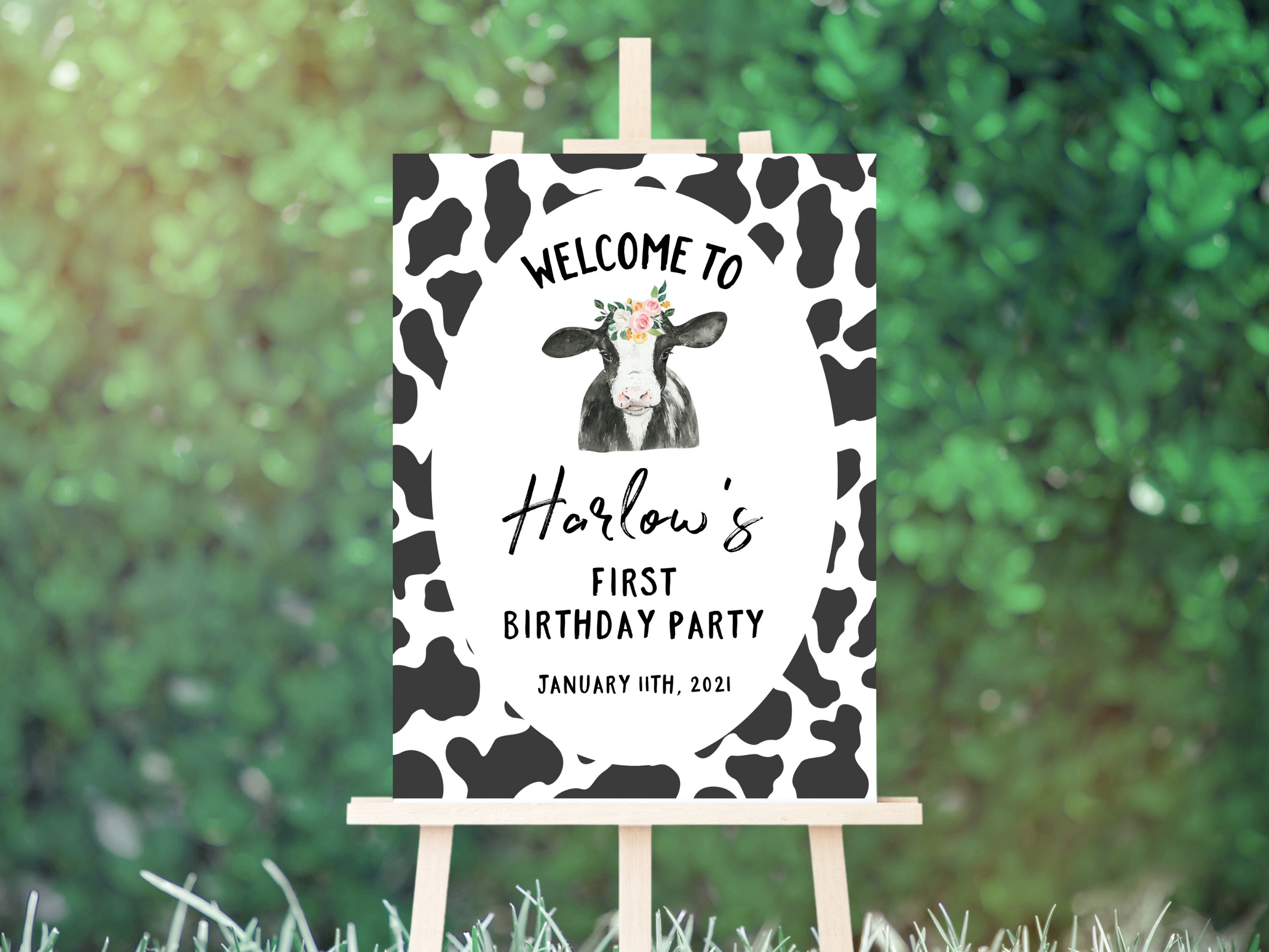 Cow Welcome Sign Printable Welcome Baby Shower or Birthday | Etsy