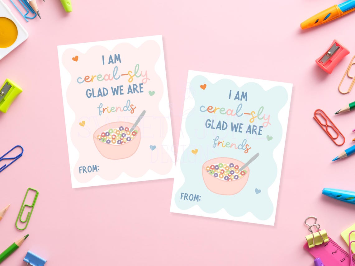 Cereal Valentines Day Cards | School Valentine | Kids Valentines Cards ...