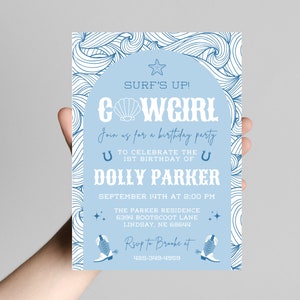 Coastal Cowgirl Birthday Invitation | Surf's up Cowgirl Birthday ...