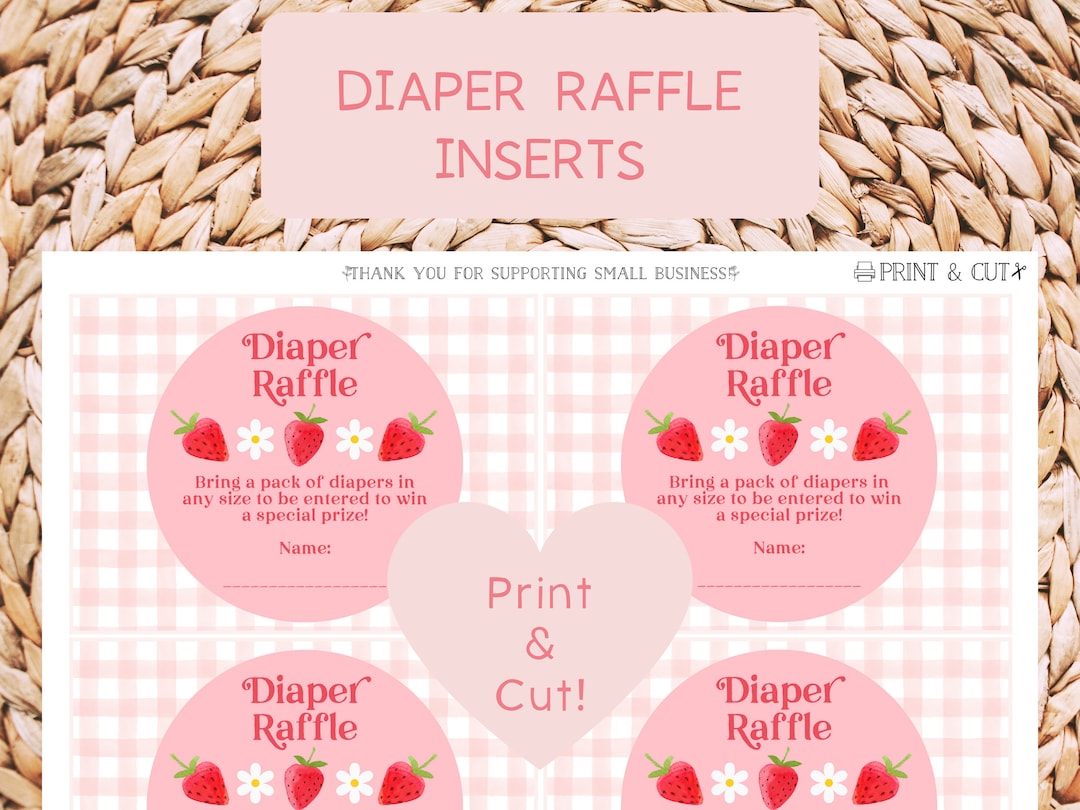 Strawberry Baby Shower Diaper Raffle Cards | Berry Sweet Baby Shower ...