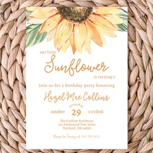 Sunflower Birthday Invitation Printable 5x7 Autumn Fall Birthday - Etsy