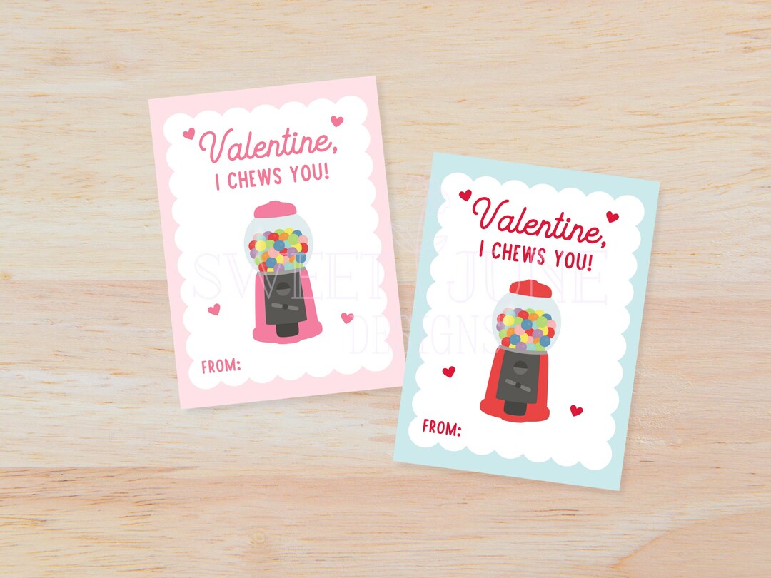 Bubble Gum Valentines Day Cards | School Valentine | Kids Valentines ...