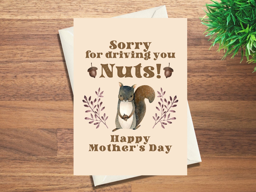 Squirrel Mothers Day Card | Nuts Mothers Day | Mums Day | Funny Mothers ...