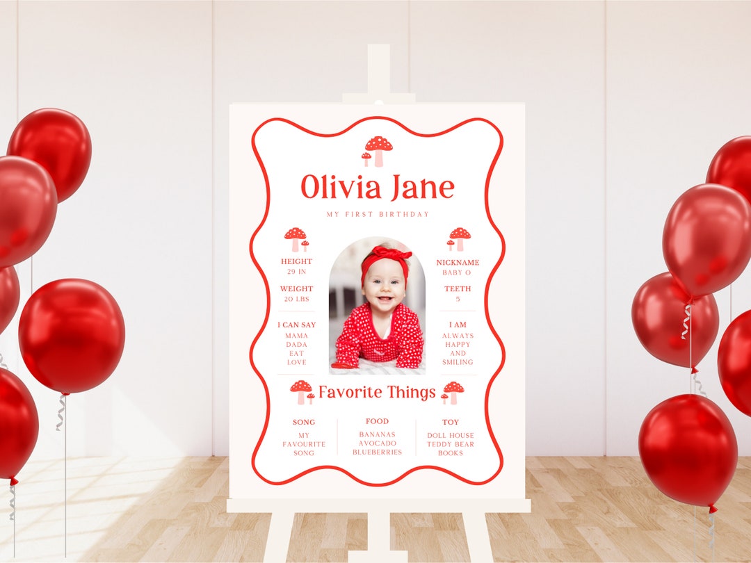 Mushroom Birthday Milestone Sign | Mushroom Party | Milestone Chart ...