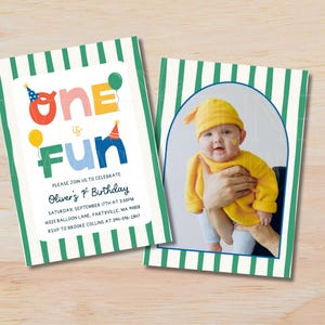 One is Fun Birthday Invitation | It's Fun to Be One | Colorful Birthday ...