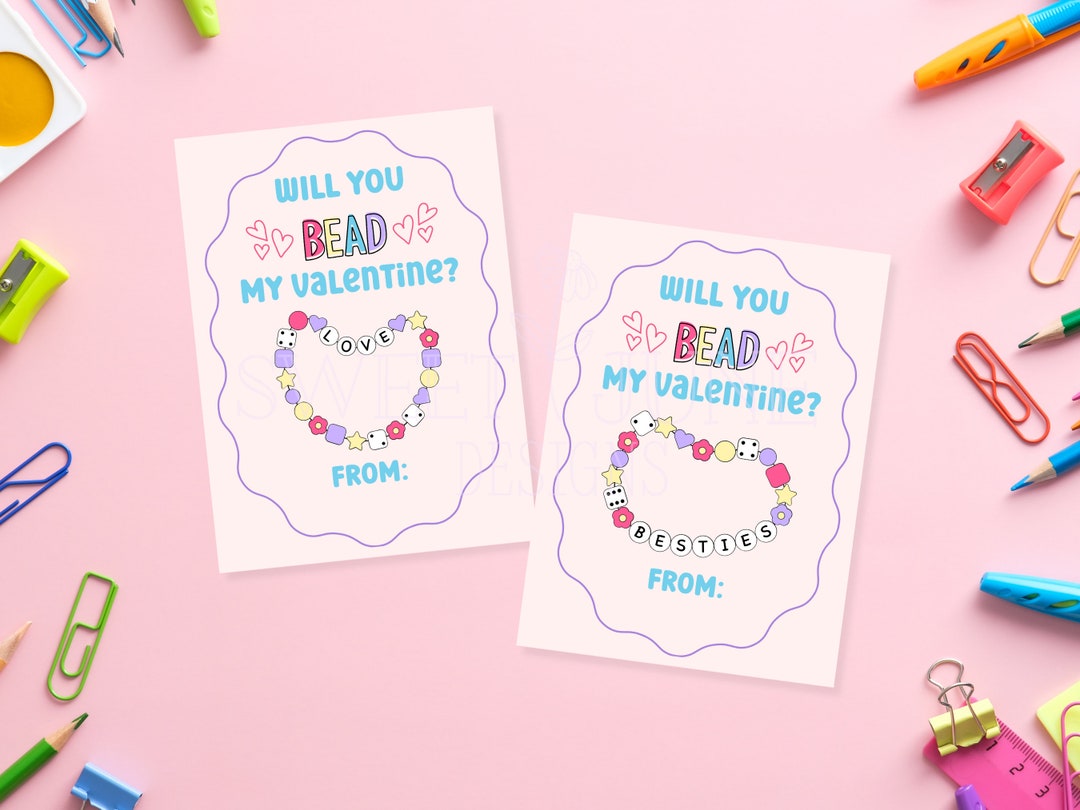 Friendship Bracelet Valentines Day Cards | Classroom Valentine Cards ...
