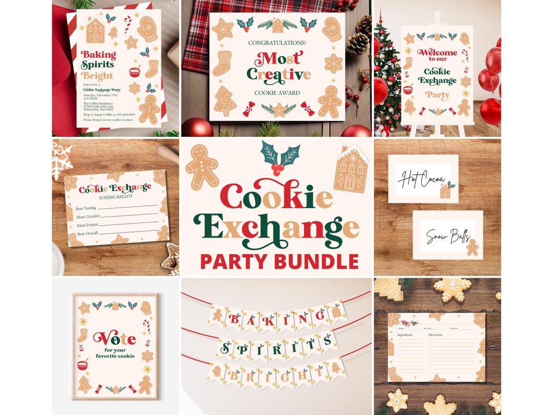 Christmas Cookie Exchange Party Bundle | Baking Spirits Bright ...