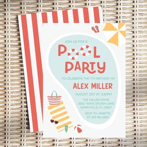 Pool Party Invitation | Pool Party Birthday Invitation | Pool Party ...