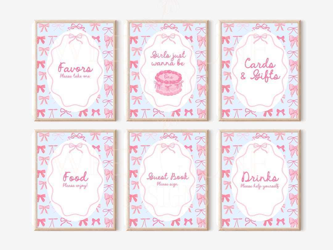 Girls Just Wanna Be One Birthday Signs | Bow Birthday Signs | 1st ...