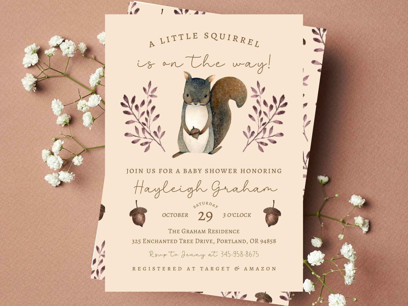 Squirrel Baby Shower Invitation Forest Baby Shower - Etsy