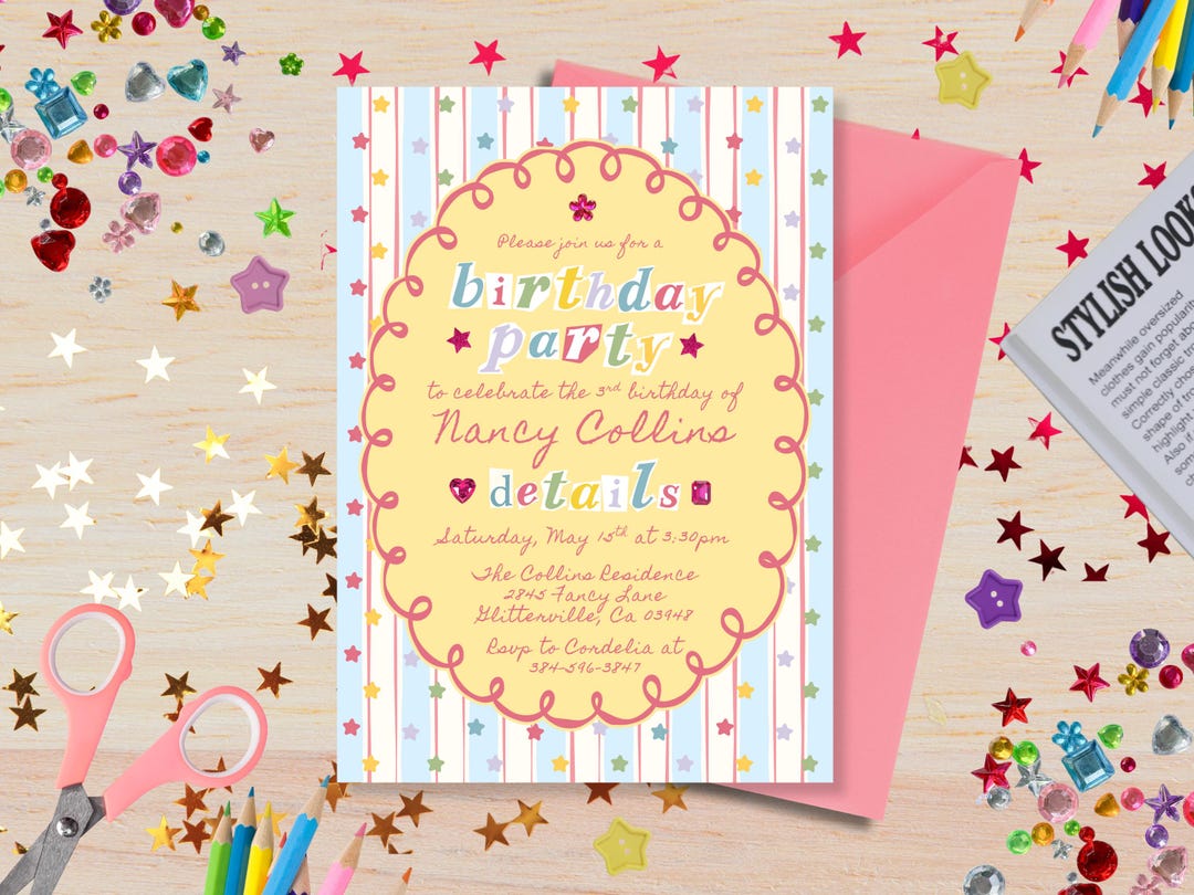 Fancy Birthday Invitation | Girl Birthday Invitation | Craft Birthday ...